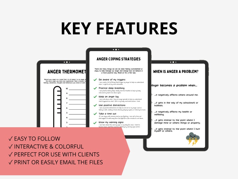 Anger Management Worksheets for Kids: Emotional Regulation (printable ...