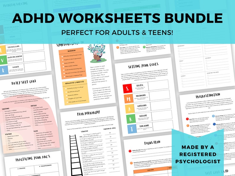 ADHD Worksheets Mega Bundle ADHD Workbook for Adults & Teens - Etsy UK