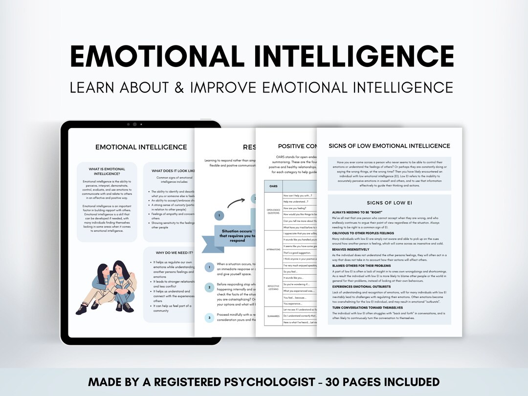 Emotional Intelligence Worksheets: Therapy Resource (PDF) - Etsy