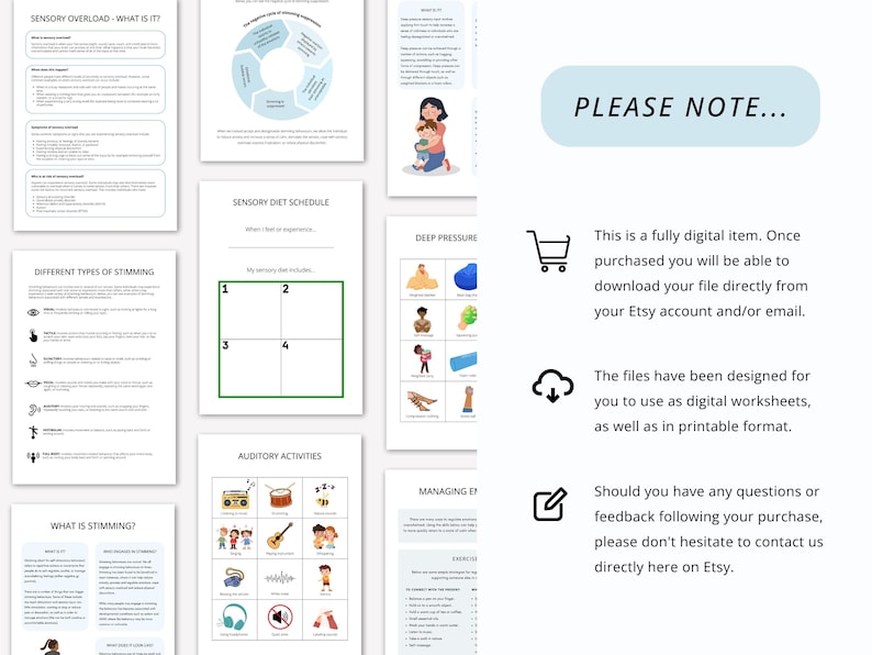 Sensory Processing Therapy Worksheets for Managing and Regulating ...