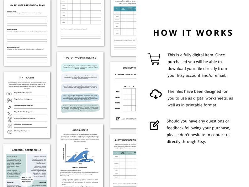 Addiction Recovery Worksheets, Therapist Resource to Assist Clients in ...