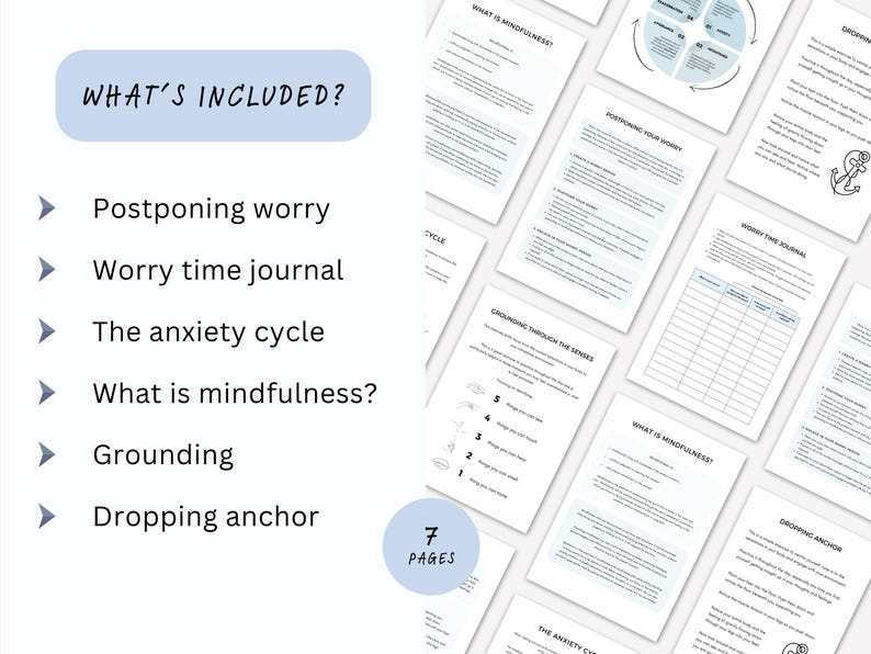 Worry Time Therapy Worksheets for Postponing Worry and Managing Anxiety ...