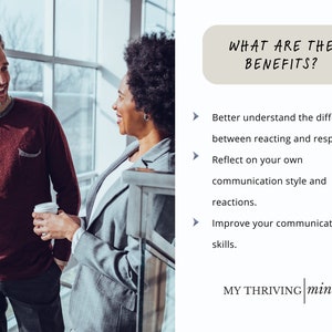 Reacting Vs Responding Worksheets for Couples Therapy and Marriage ...