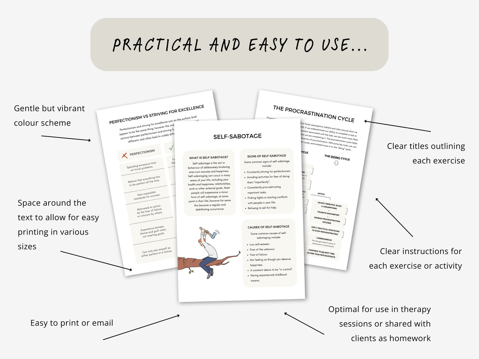 Self Sabotage Worksheets: Overcome Self-defeating Behaviors (PDF ...