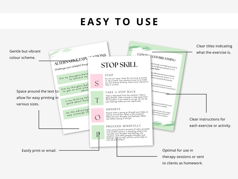 Anxiety Coping Cards for Managing Anxious Symptoms, CBT Therapy Handout ...