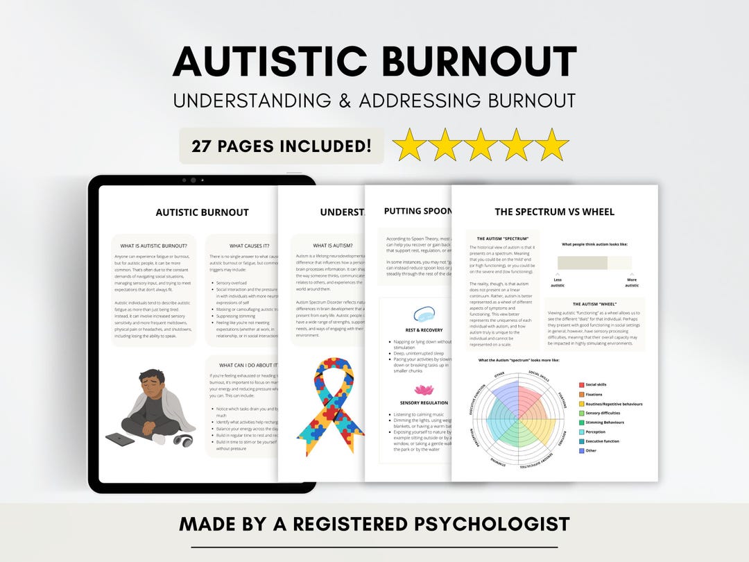 Autistic Burnout Therapy Worksheets for Understanding Autism ...