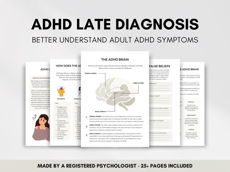 ADHD Late Diagnosis Worksheets, Managing ADHD for Adults ...