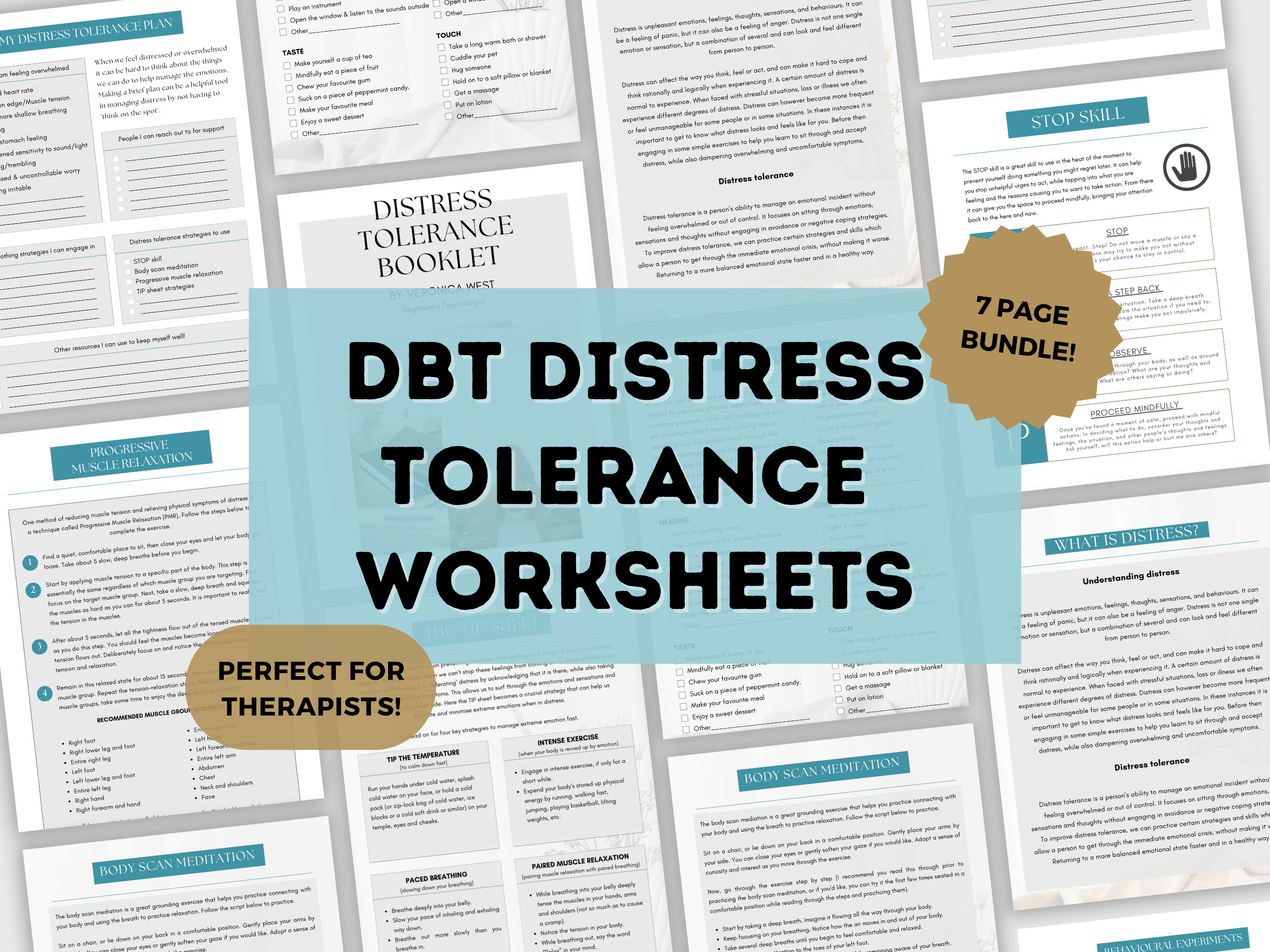 Distress Tolerance DBT Worksheets Bundle DBT Worksheets for Teens ...