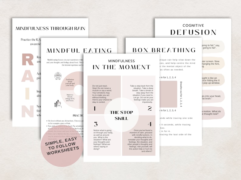 Mindfulness Worksheets Mega Bundle With Breathing Cards & Exercises ...