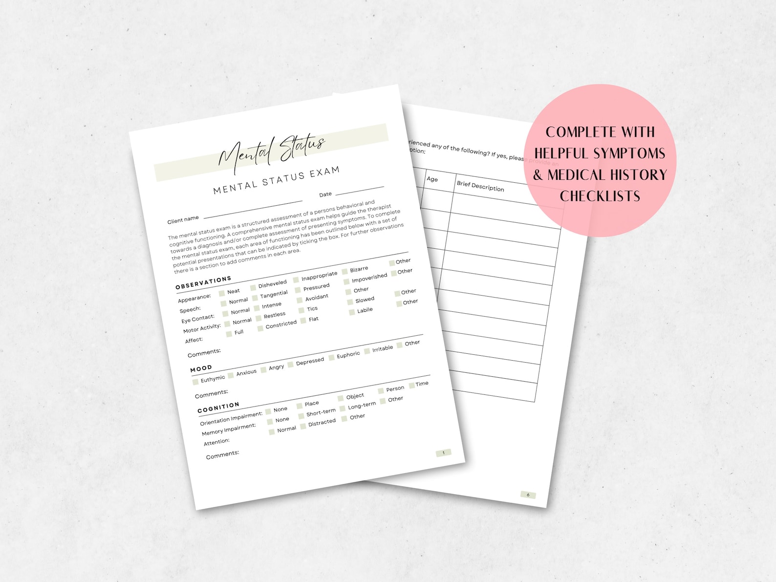 Therapy Client Intake Forms Bundle: Counselor Assessment (PDF & Canva ...
