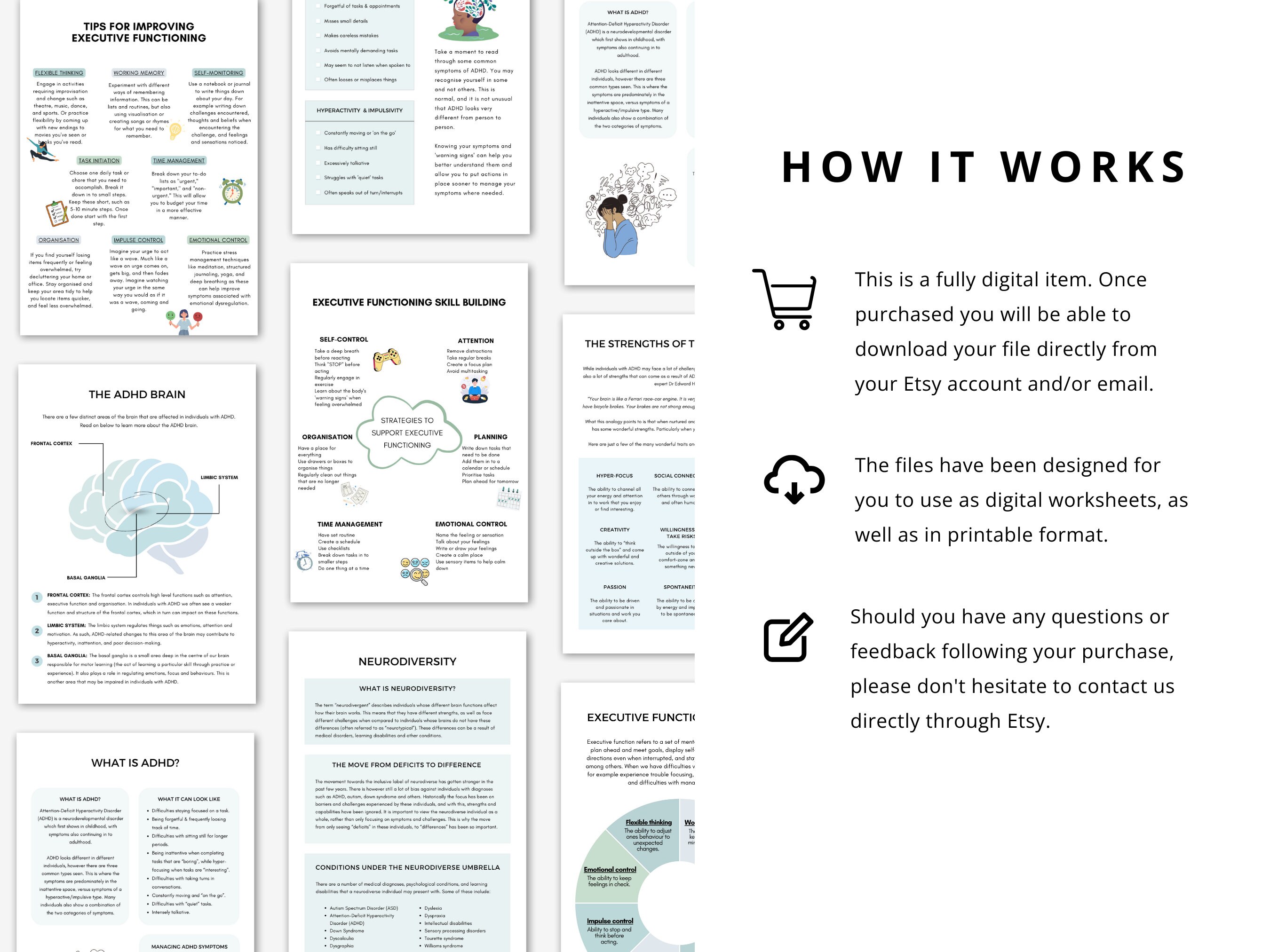 ADHD Education Worksheets Bundle, Executive Function Template, ADHD ...