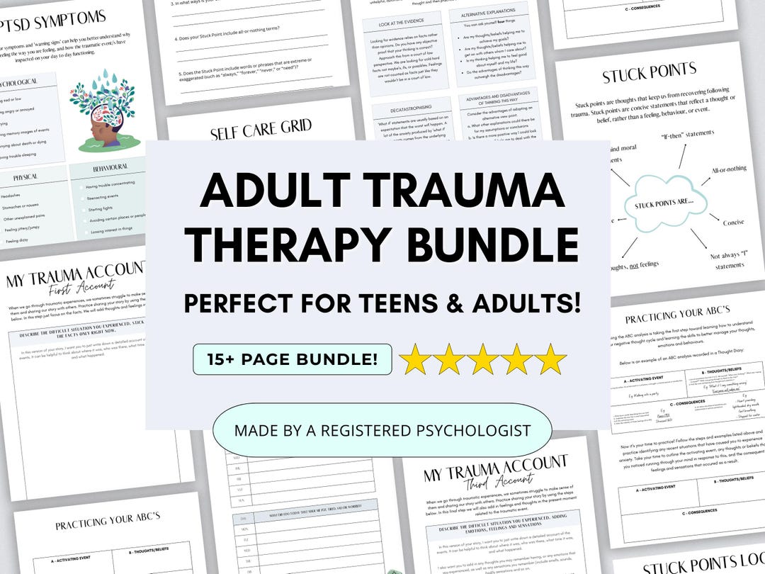 PTSD Adult Trauma Therapy Worksheets: Coping Skills Workbook (printable ...