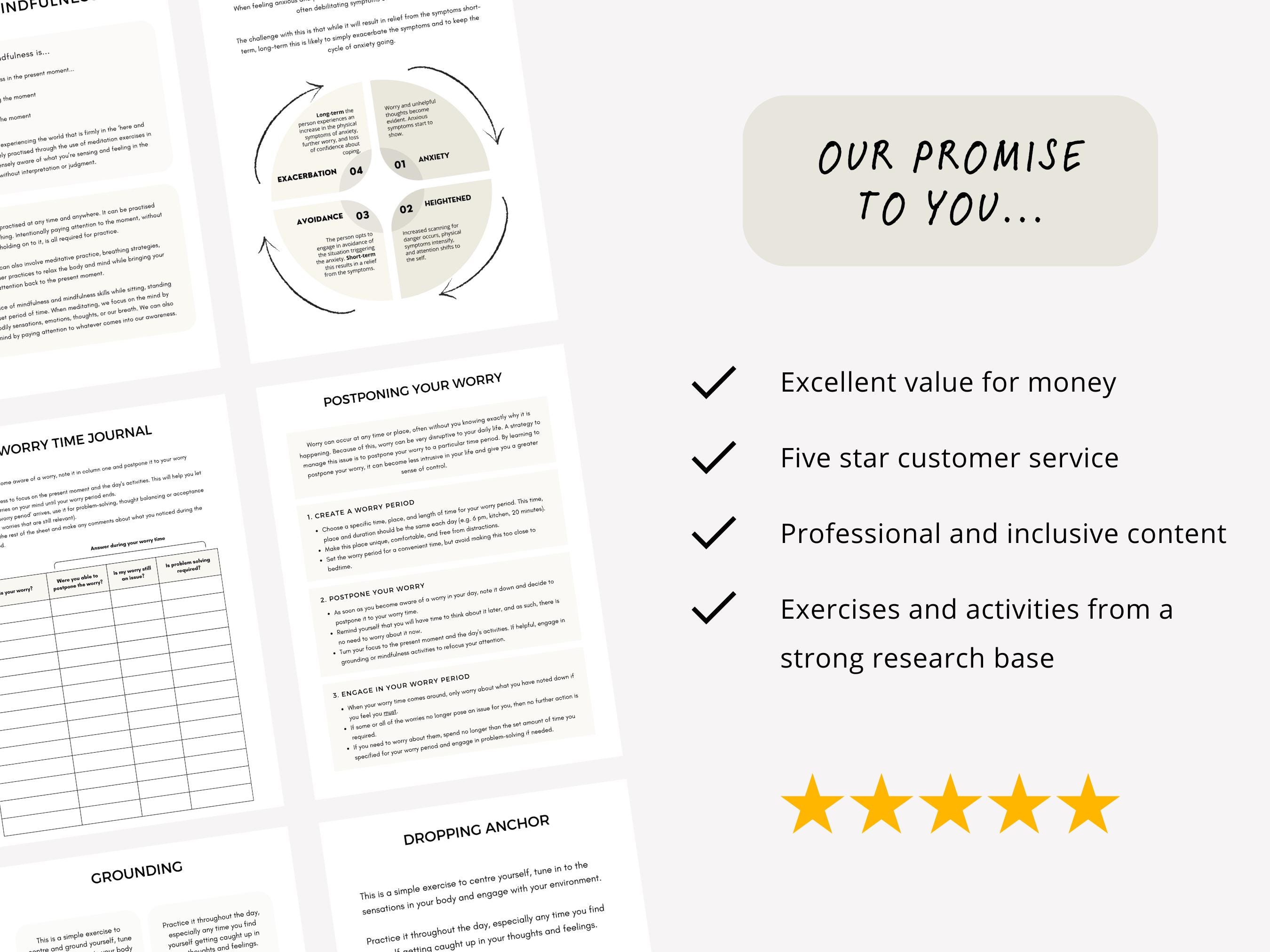 Anxiety Worksheets for Managing Worry and Stress, Postpone Worries With ...