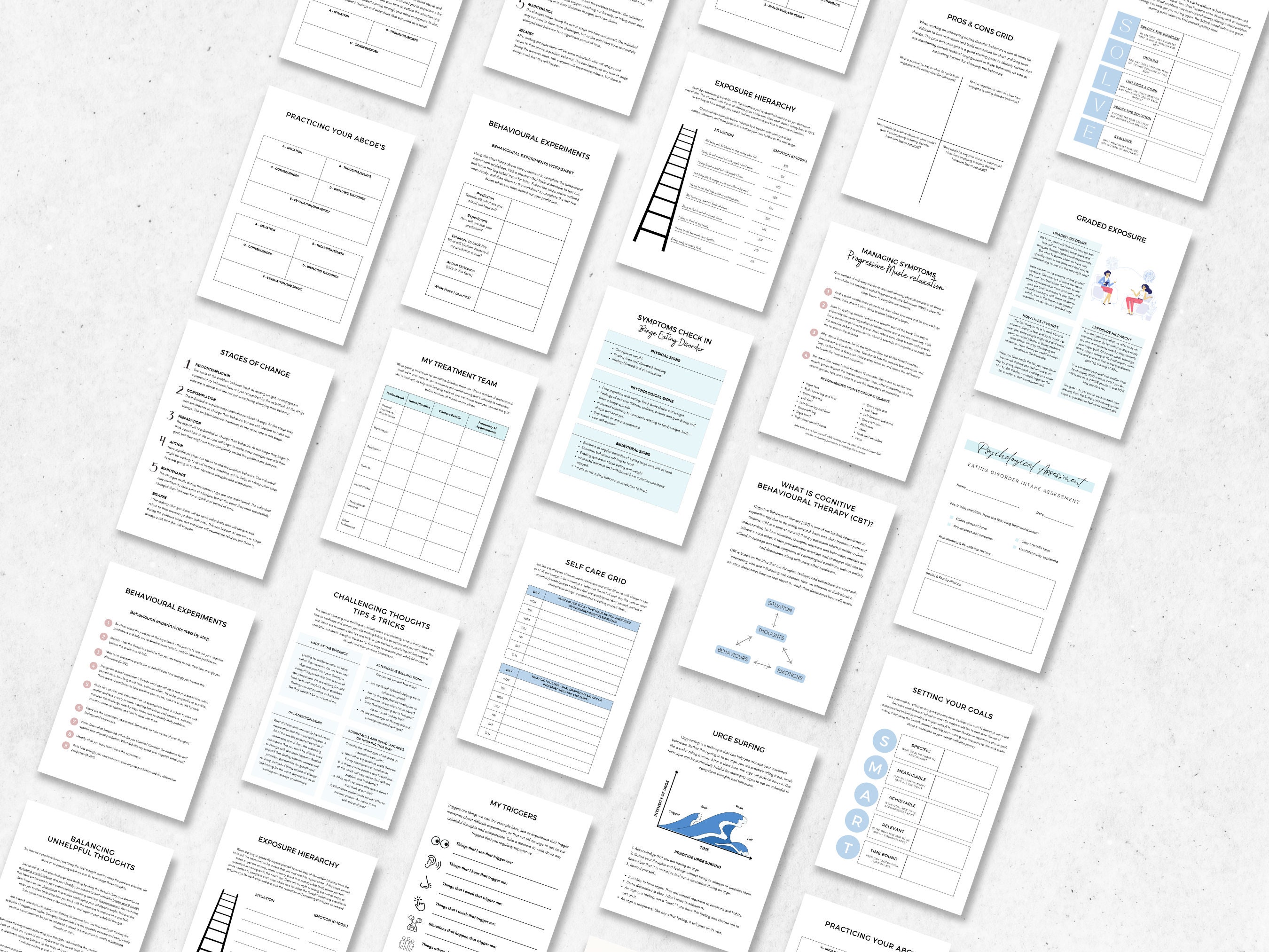 CBT for Eating Disorders Worksheets: Therapy Handouts (printable ...