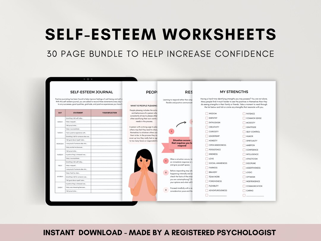 Self-esteem Worksheets: Confidence Building Workbook (digital Download ...