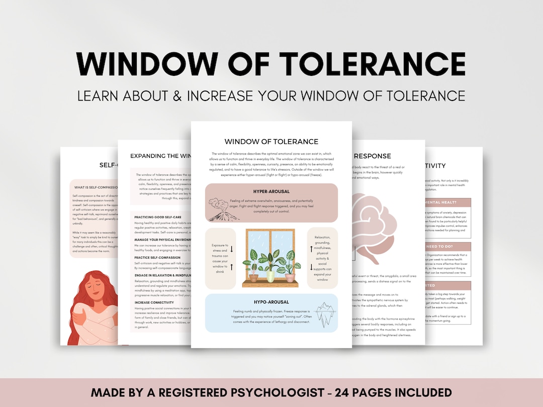 Window of Tolerance Worksheets for Emotional Regulation Skills and ...