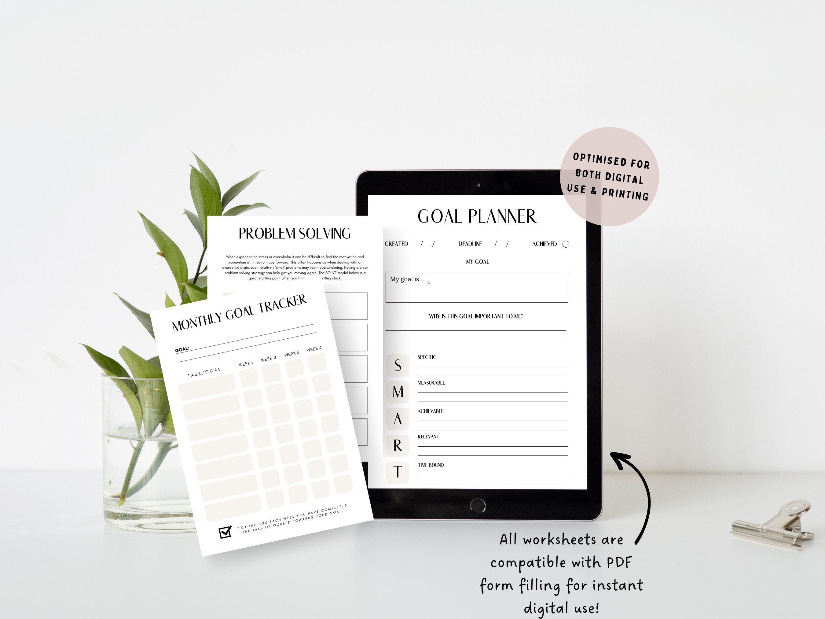 SMART Goal Template Bundle Smart Goal Worksheets Goal Setting Goal ...