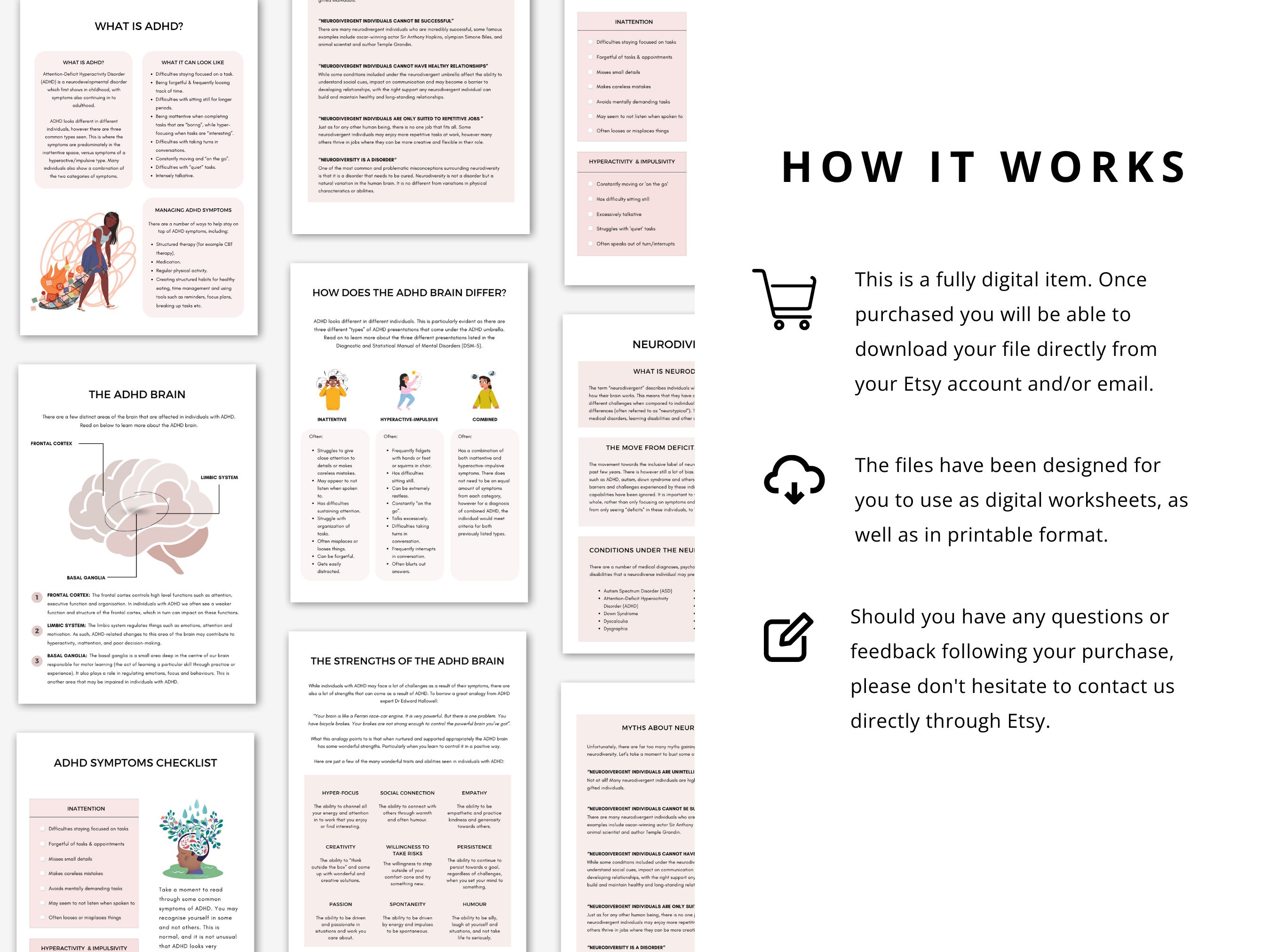 ADHD Education Worksheets for Adults & Teens, ADHD Late Diagnosis ...