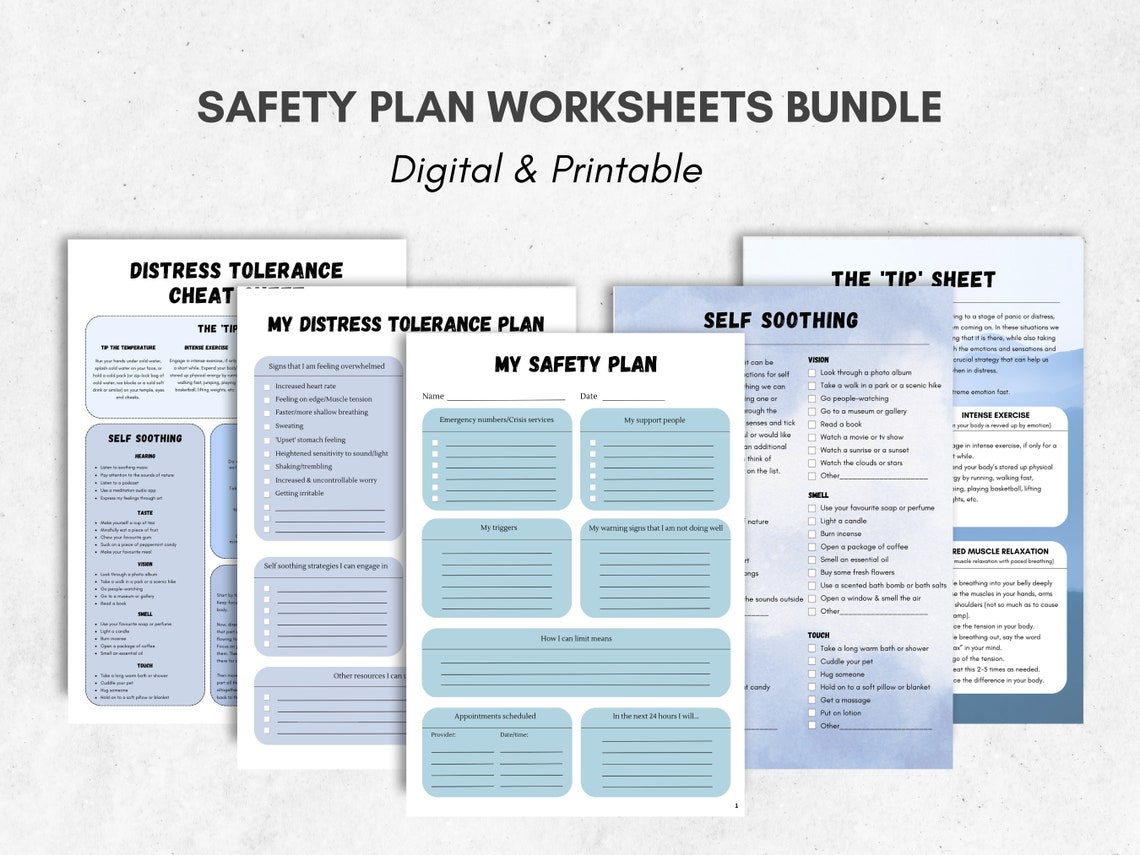 Fillable Safety Plan Worksheets for Psychologist & Counsellor Editable ...