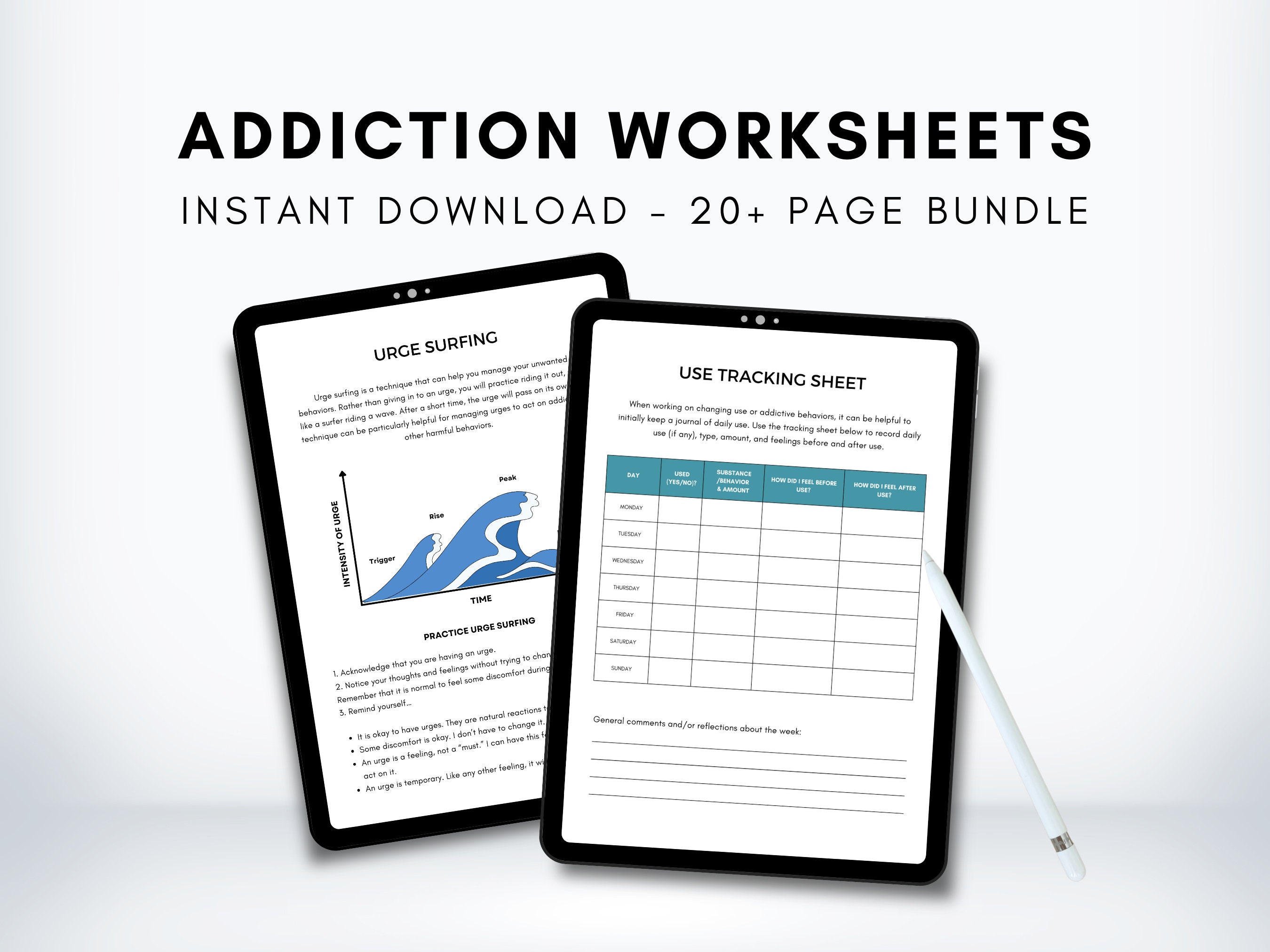 Addiction Worksheet Bundle Relapse Prevention Plan Cbt For Addiction