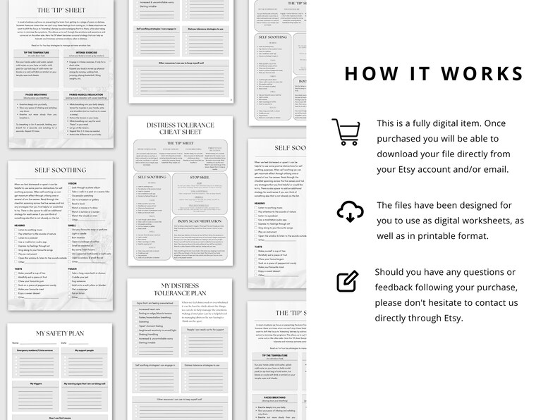 Safety Plan Mental Health Bundle, Distress Tolerance Worksheets for ...