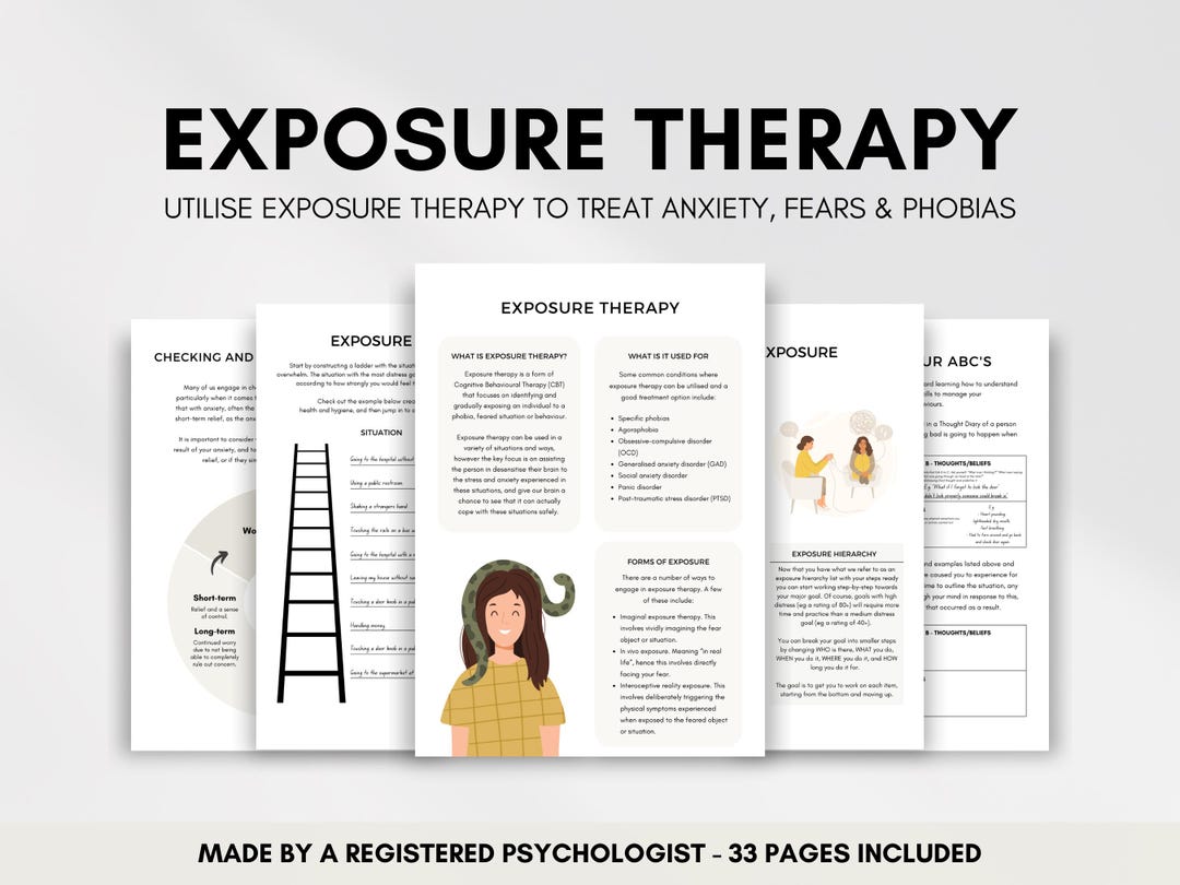 Exposure Therapy Worksheets: Anxiety, Phobias, and Fear Management ...