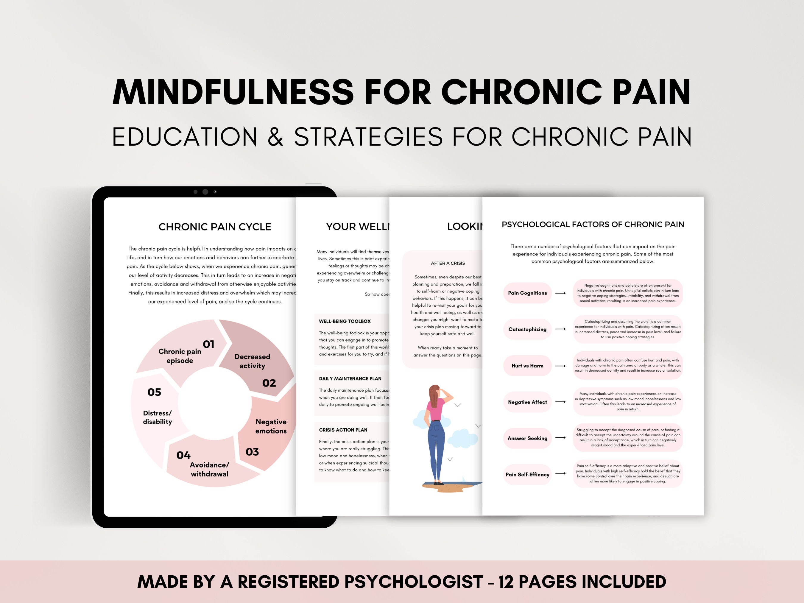 Chronic Pain Tracker Worksheets for Mindfulness and Coping Skills ...