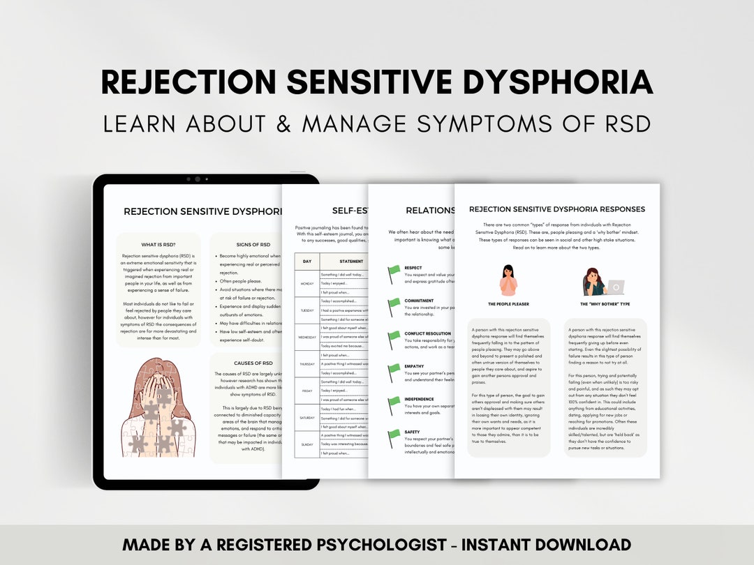 Rejection Sensitive Dysphoria Workbook, Understanding RSD and Relationship Worksheets for ...