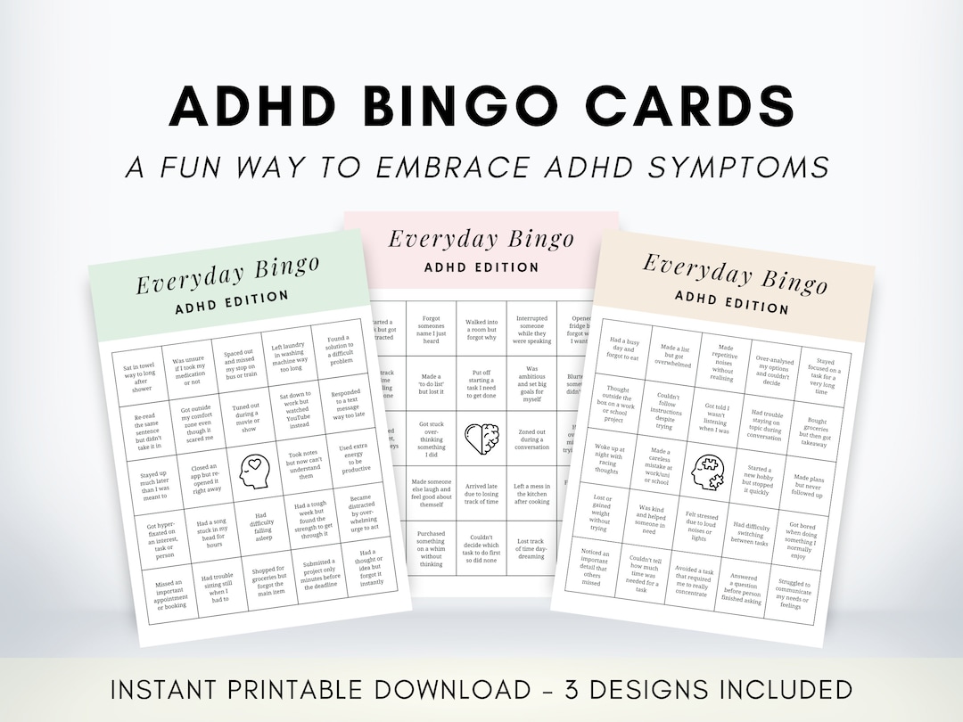 ADHD Bingo Game: Mental Health, Coping Skills (digital Download) - Etsy