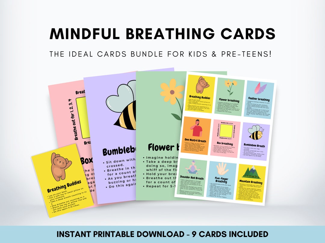Mindfulness Breathing Cards for Kids: Anxiety & Worry Coping Skills ...
