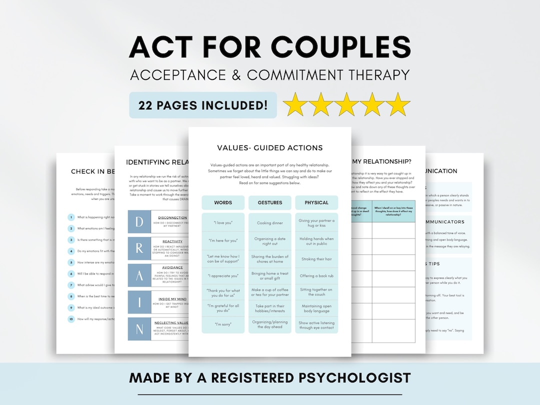 ACT Therapy Worksheets for Couples, Building Healthy Relationships ...