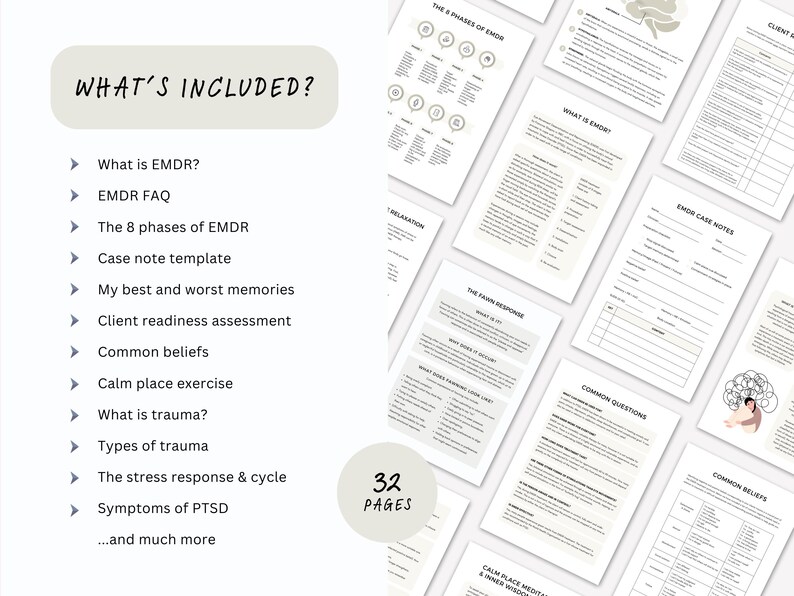 EMDR & Trauma Worksheet Bundle for Therapy Education, Script ...