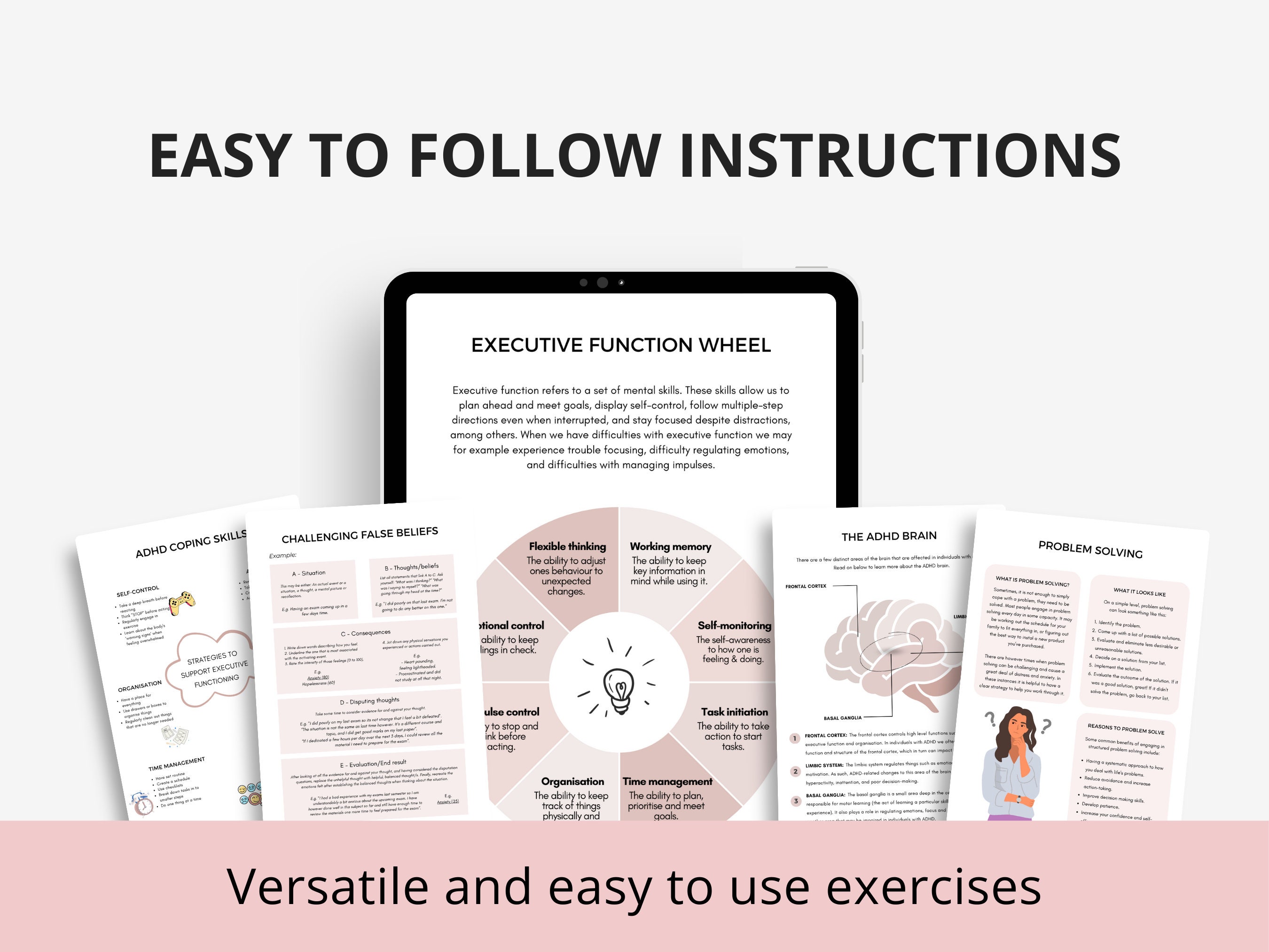 Adult ADHD Symptoms Worksheets, ADHD Late Diagnosis Therapist Resource ...