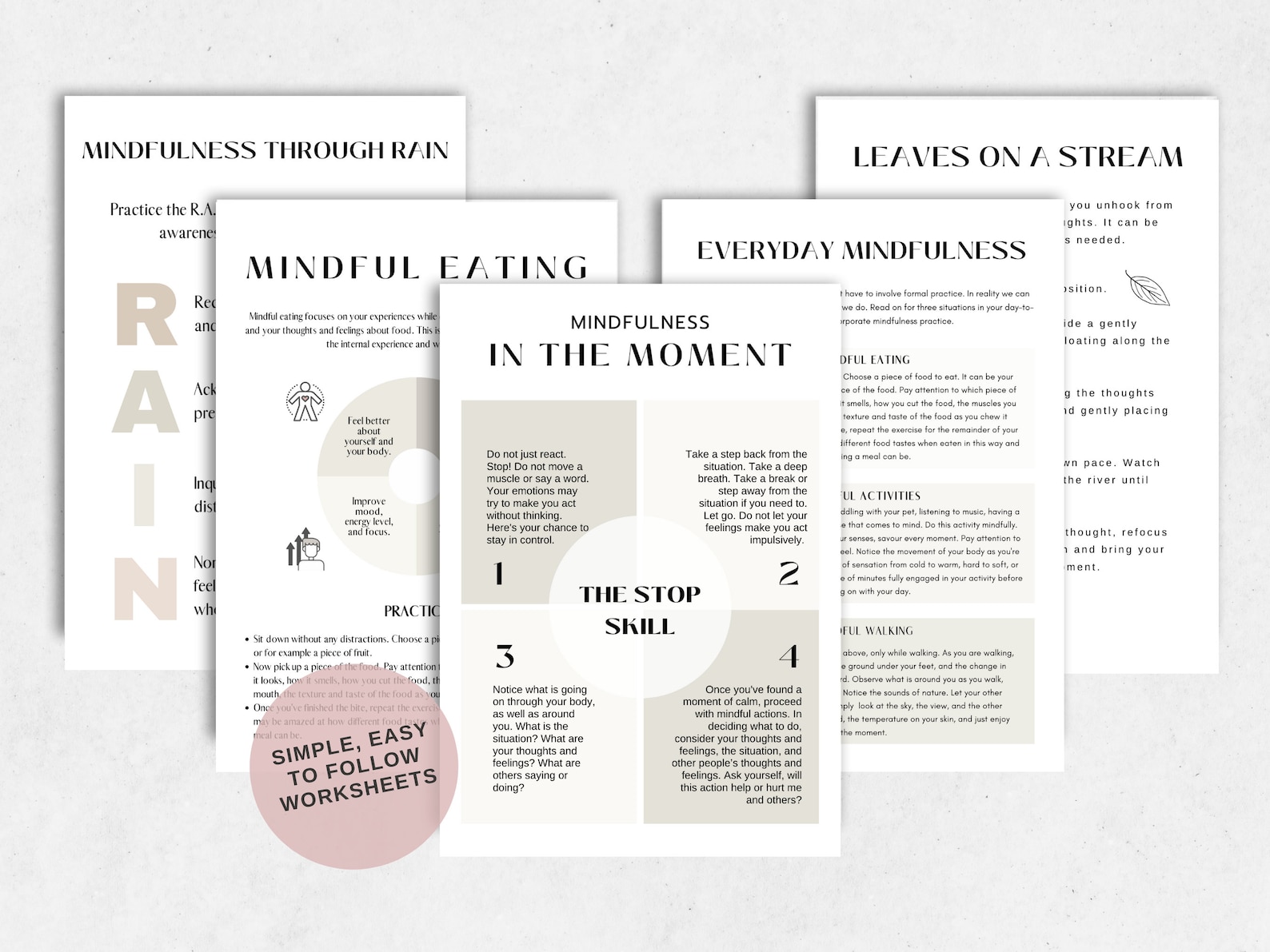 Mindfulness Worksheets for Adults and Teens Mindfulness Breathing Cards ...