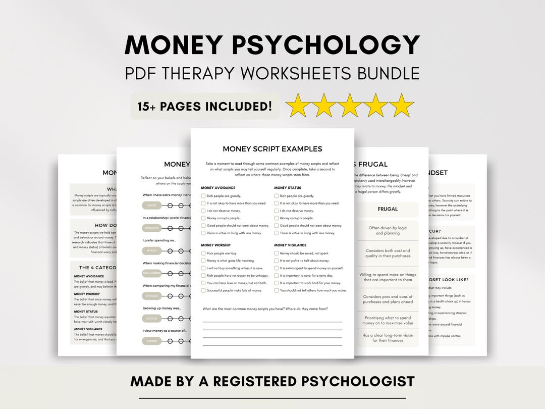 Money Psychology Worksheets: Financial Anxiety & Beliefs (printable ...