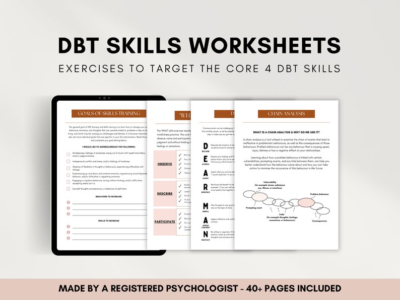 Dialectical Worksheets Therapist Resource, Core DBT Skills Therapy ...