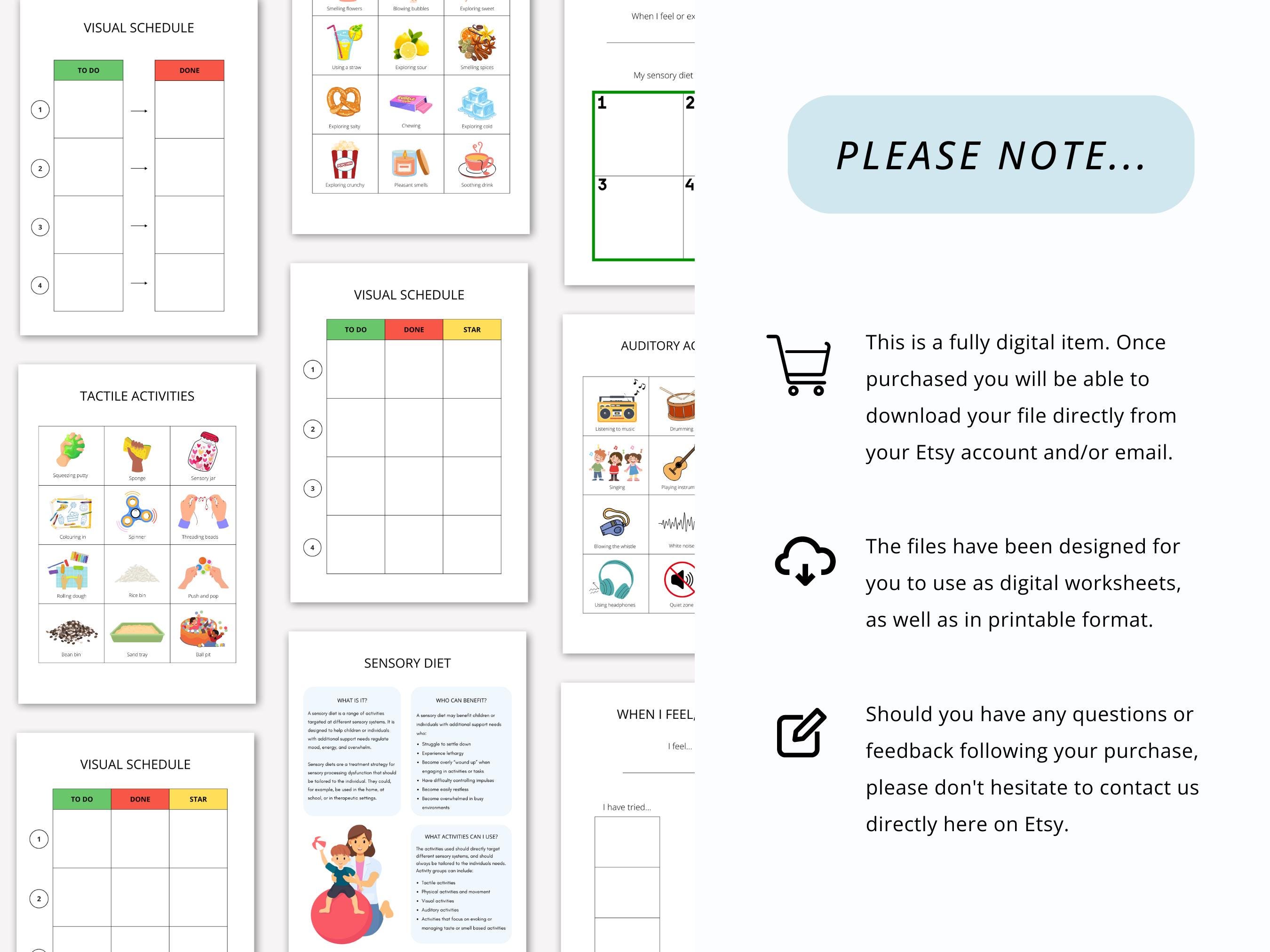 Sensory Diet Toolbox With Visual Schedules & Activity Cards (PDF ...