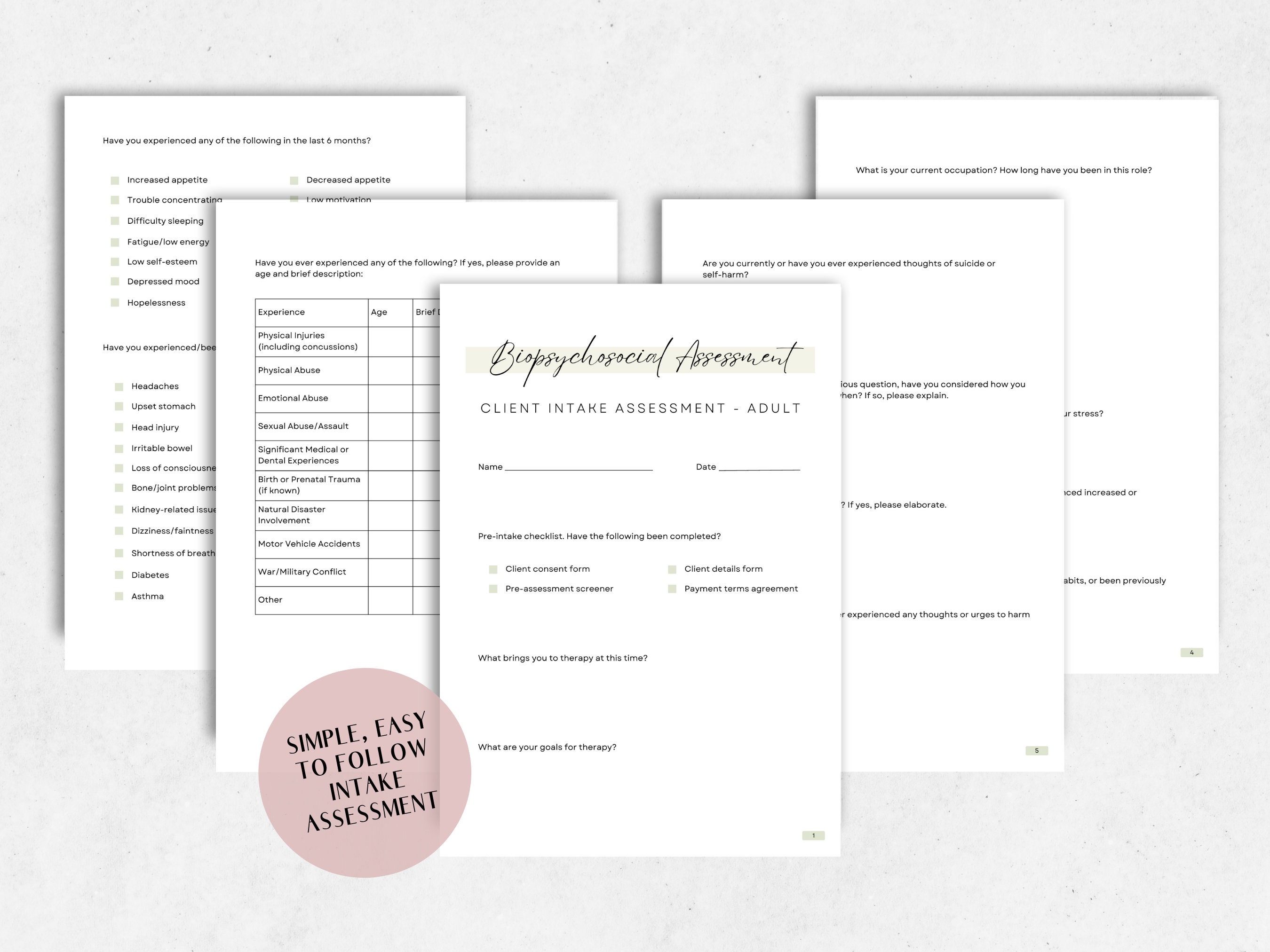 Therapy Intake Form Bundle, Therapist Resources, Counseling Questions ...