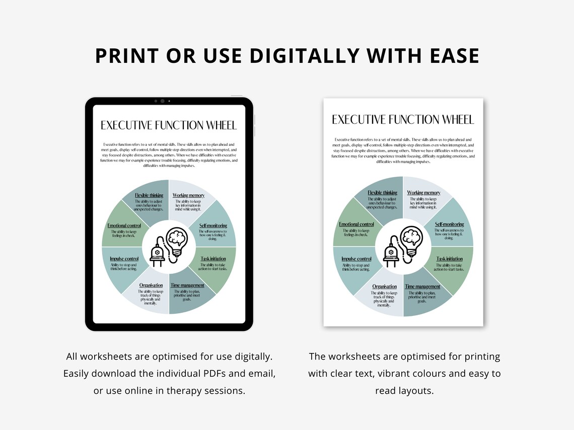 Executive Functioning Worksheets for Adults & Teens, Executive ...