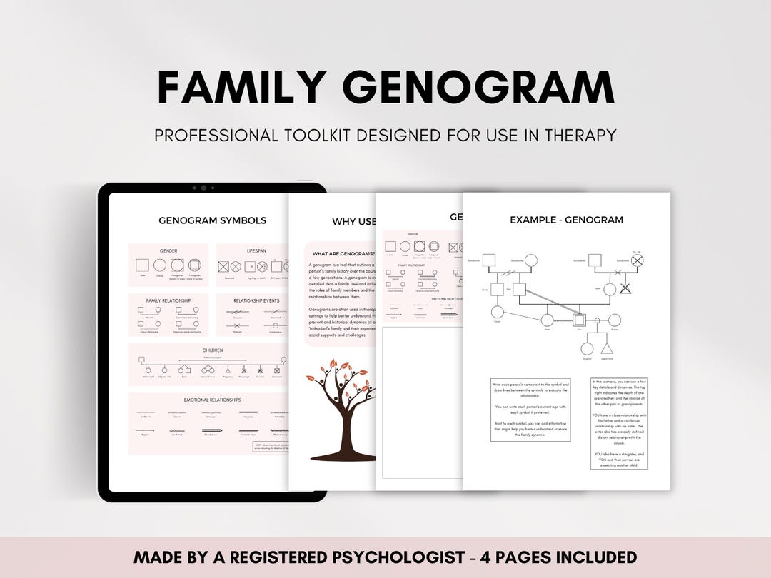 Family Genogram Therapy Tool for Counselor and Psychologist, Family ...