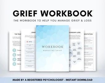 Grief Workbook for Teens & Adults, Stages of Grief Worksheets, Primary ...