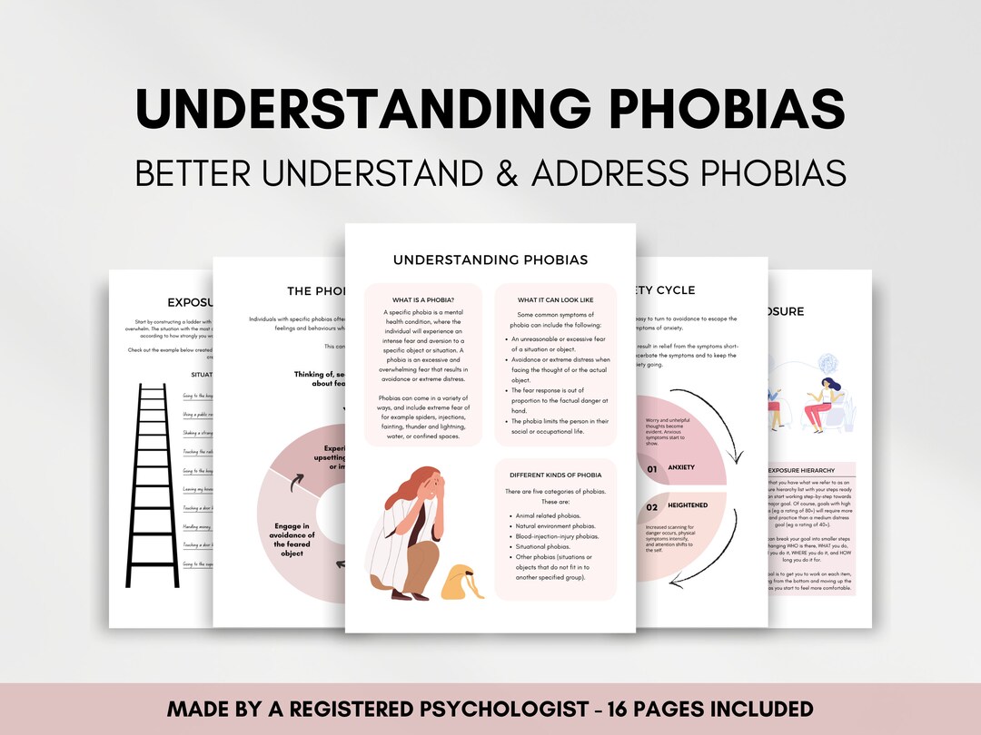 Phobia Education Worksheets: Exposure Therapy, Panic & Anxiety (digital ...