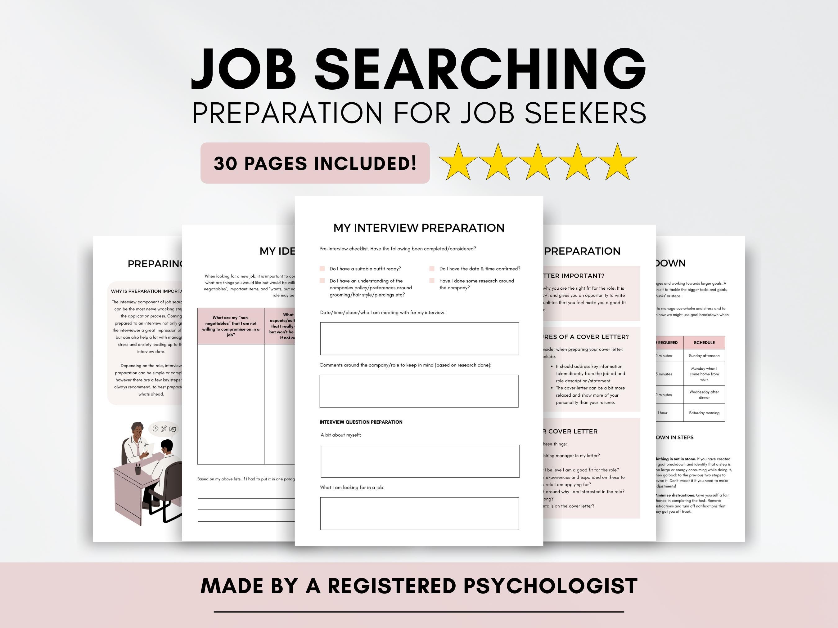 Job Search Worksheets Bundle: Resume, Interview Prep (printable ...