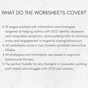 CBT for OCD Therapy Worksheets Bundle, Obsessive Compulsive Disorder ...
