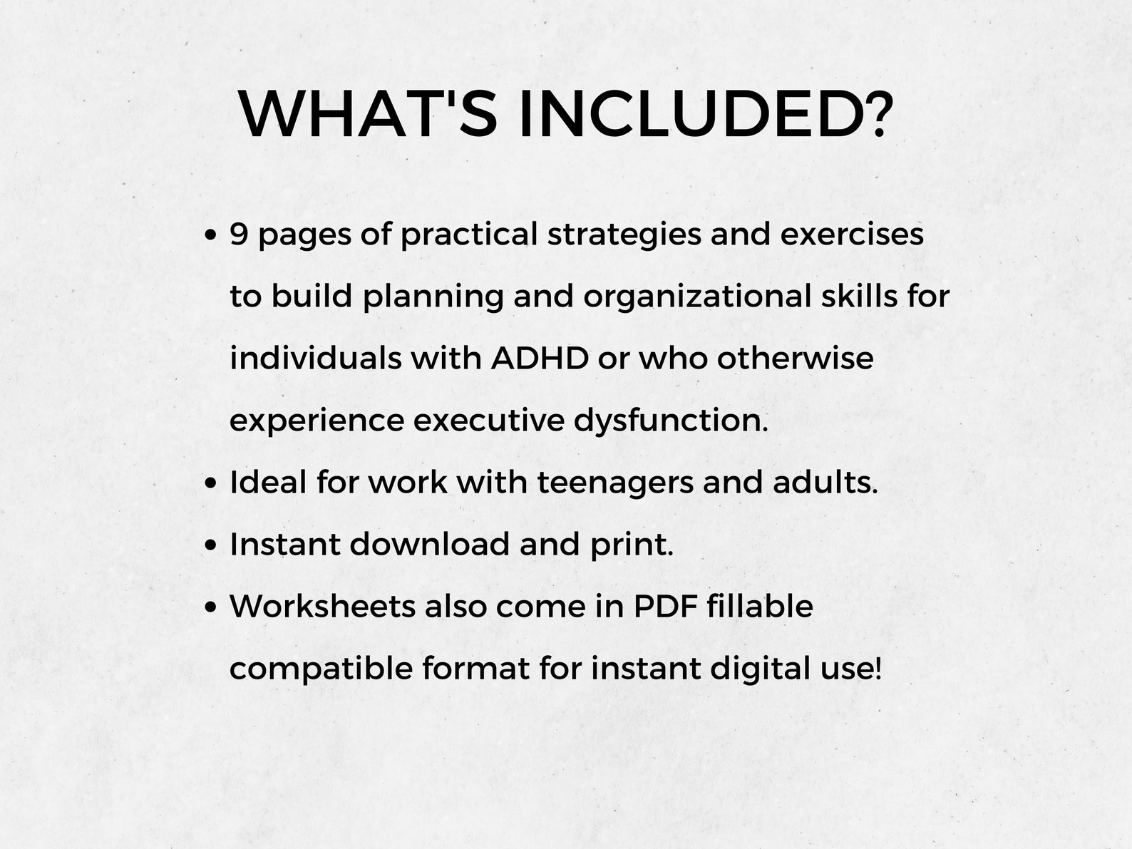 ADHD Worksheets for Adults & Teens, Executive Functioning, Coping ...