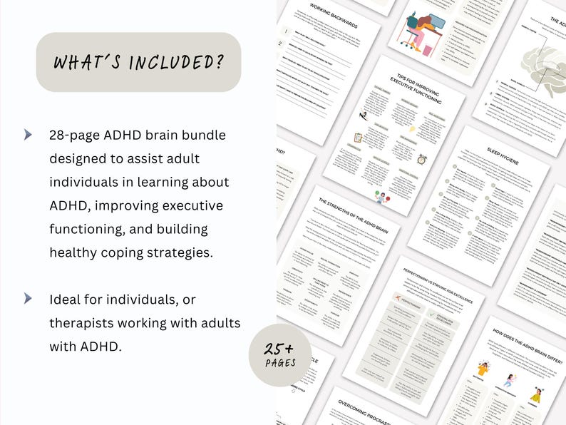 ADHD Late Diagnosis Worksheets, Managing ADHD for Adults ...