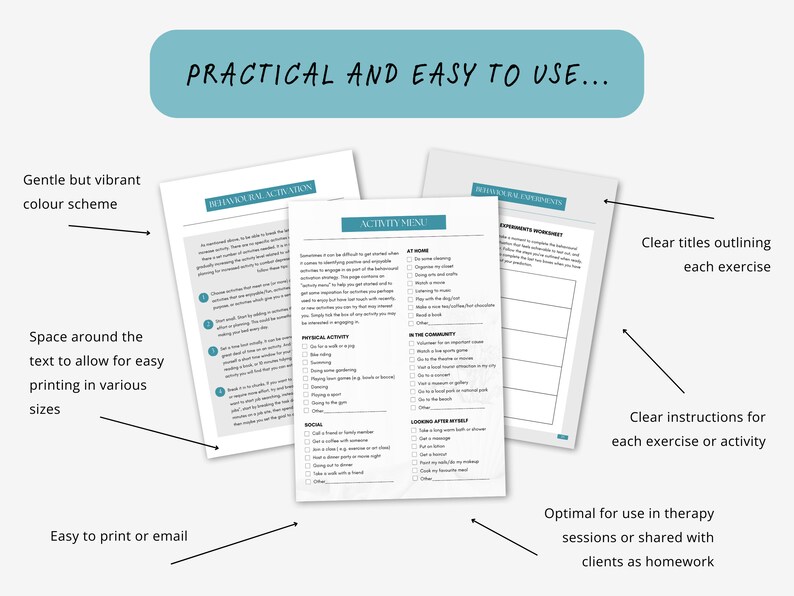 CBT Worksheets & Coping Cards Affirmation Bundle, Exposure Therapy for ...
