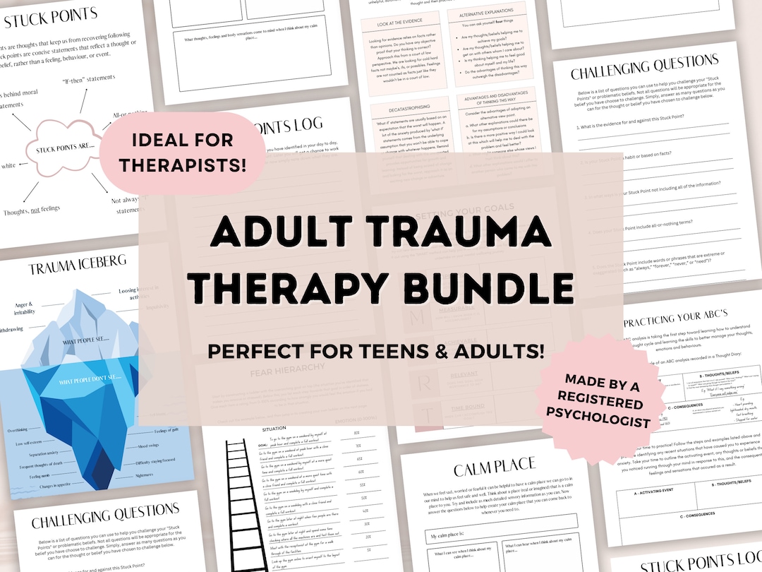Adult Trauma Therapy Bundle | PTSD Workbook | Trauma Worksheets for ...