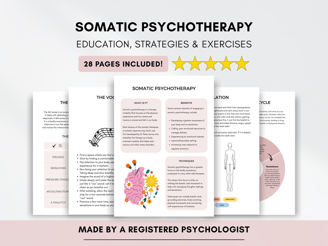 Somatic Therapy Worksheets: Coping Skills & Grounding Techniques (PDF ...