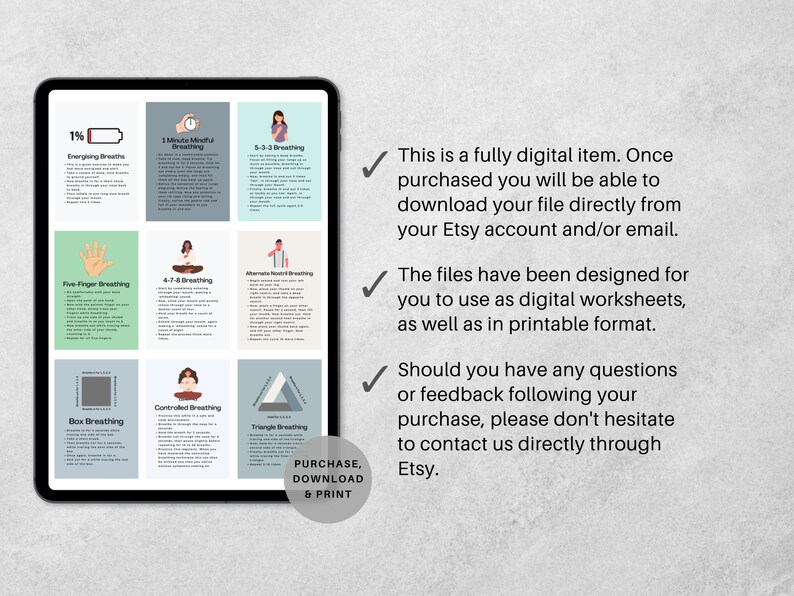 Mindful Breathing Cards Mega Bundle for Teens & Adults Mindfulness ...